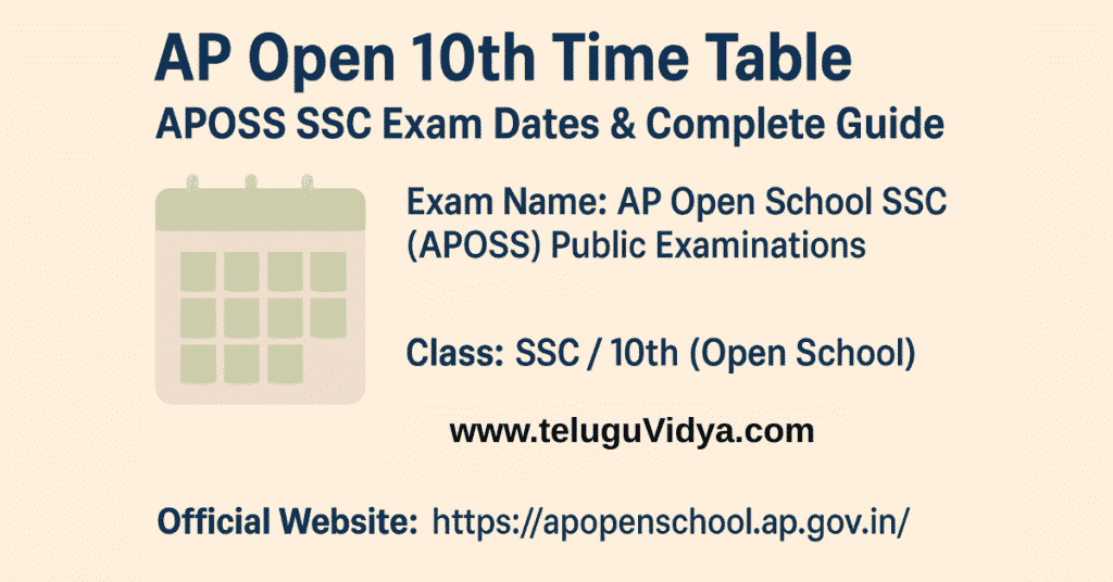 AP Open 10th Time Table 2026 – Complete APOSS SSC Exam Dates Guide ...